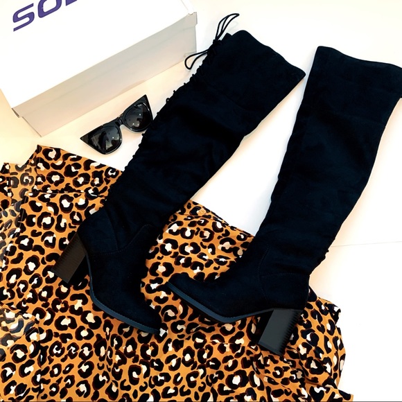 Soda | Shoes | Soda Aspire Faux Suede Over The Knee Lace Up Boots ...